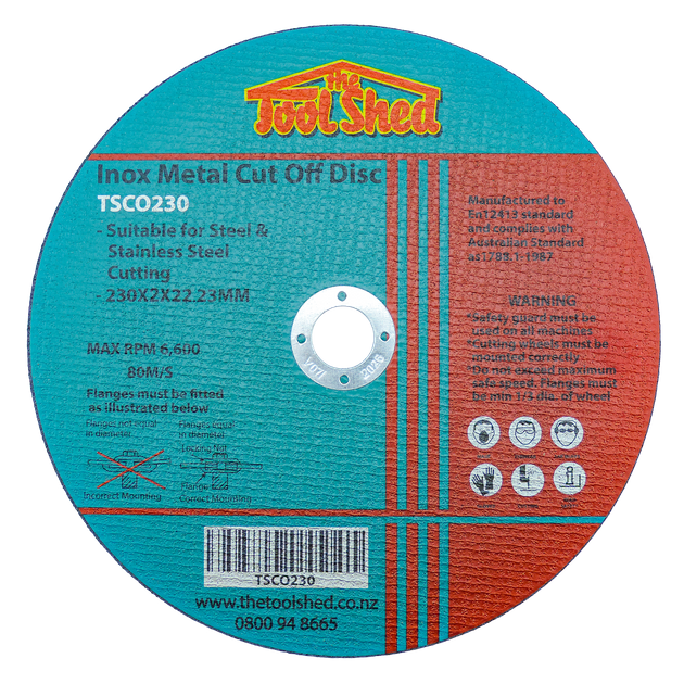 Buy ToolShed Inox Metal Cut Off Disc 230 x 2 x 22.2mm online in New ...