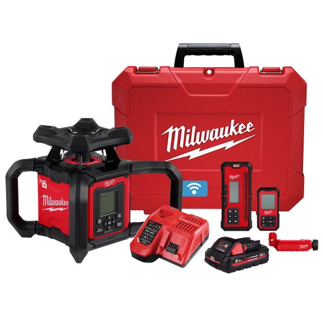 Buy Milwaukee M18 Dual Grade Rotary Laser 1220m Red 18V 3Ah online in ...