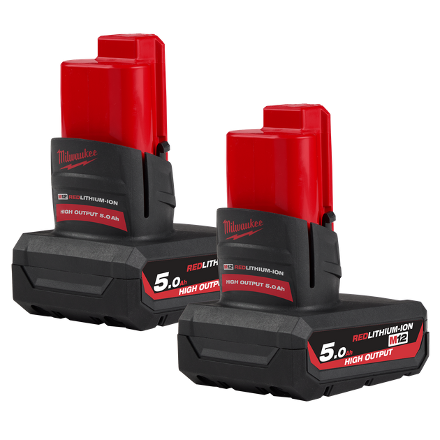 Buy Milwaukee M12 REDLITHIUM High Output Battery 12V 5Ah Twin Pack ...