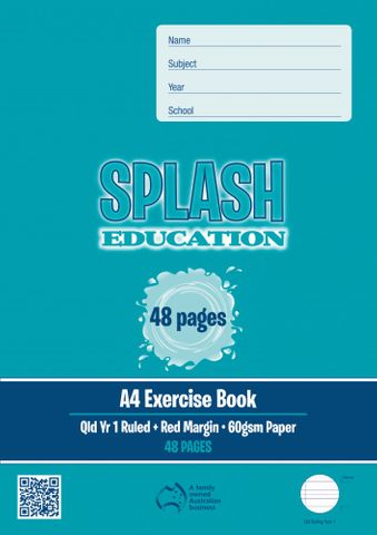 Splash A4 48pg Qld Yr1 Ruled Exercise Book