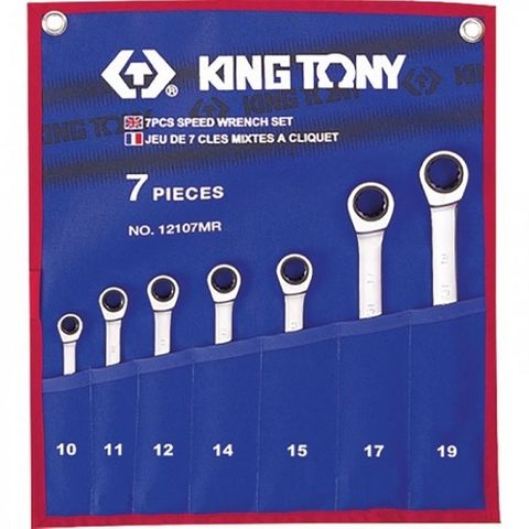 KING TONY 7PC STD SPEED WRENCH SET 10-19MM