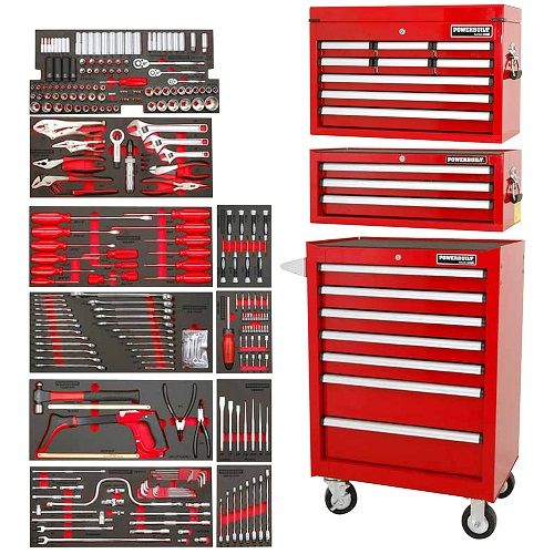POWERBUILT 317PC TOOL CHEST, ROLLER CABINET & ASSORTED TOOLS