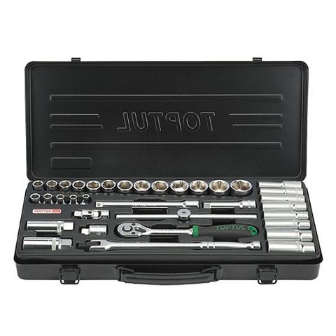 TOPTUL SOCKET SET 3/8"DR STD & DEEP METRIC 35PC 6-24MM