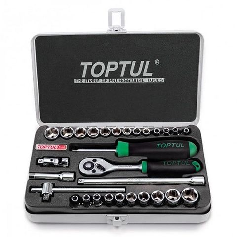 TOPTUL 1/4DRIVE SOCKET SET 29pc MET/IMP