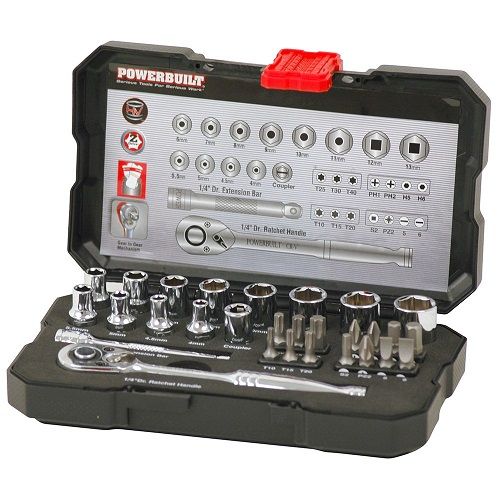 POWERBUILT 1/4” Dr 30Pce METRIC SOCKET SET