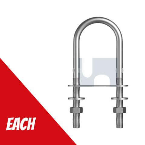 U-Bolt M12 x 150mm Plate + Crimp S/S 304 - Valley Fasteners ...
